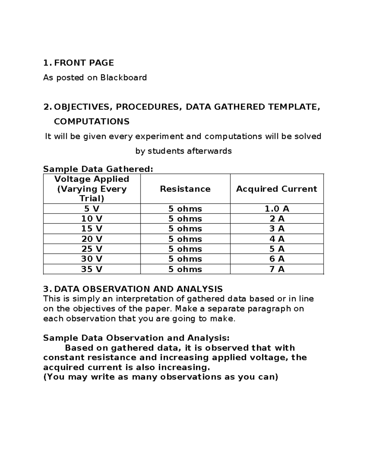 Physics Lab Report: Data Analysis & Observations (PHYS 101) - Studocu