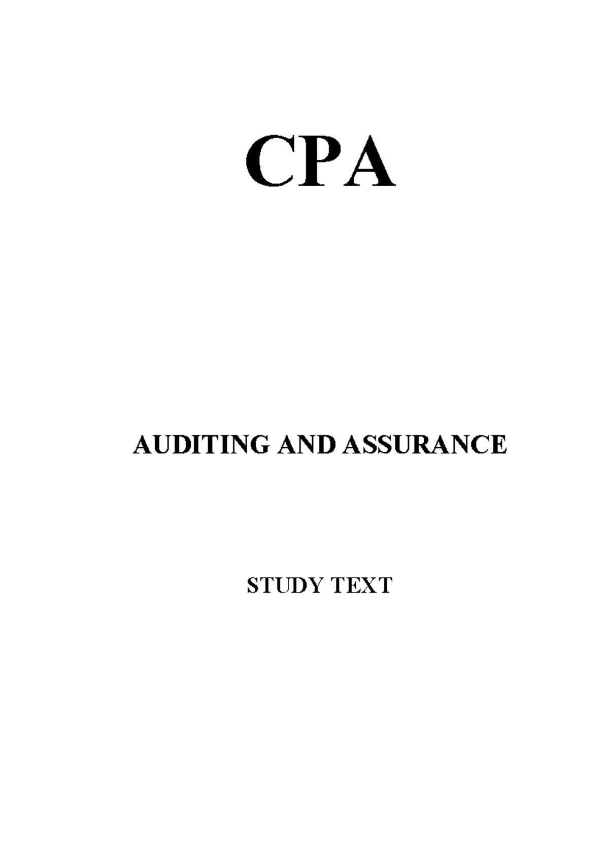 CPA Auditing & Assurance: Comprehensive Study Notes for Students - Studocu