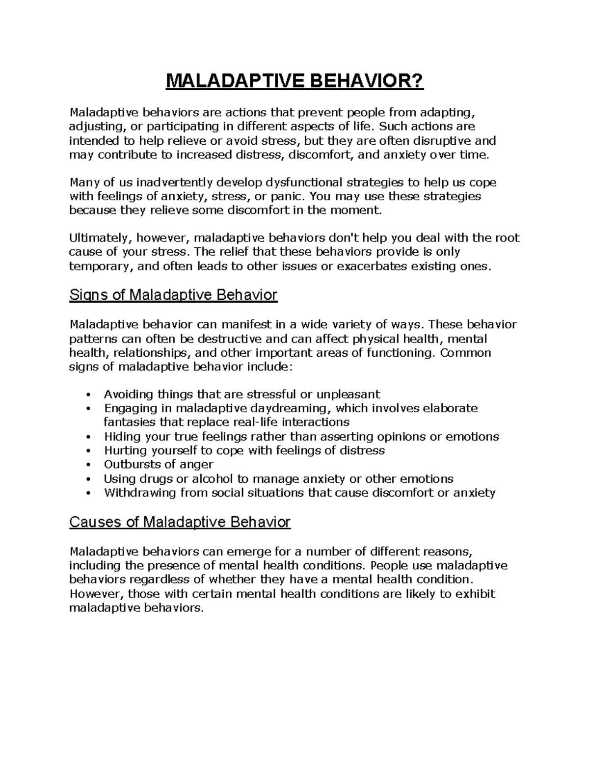 7.1) EGC 201 Understanding Maladaptive Behavior and Its Impact - Studocu
