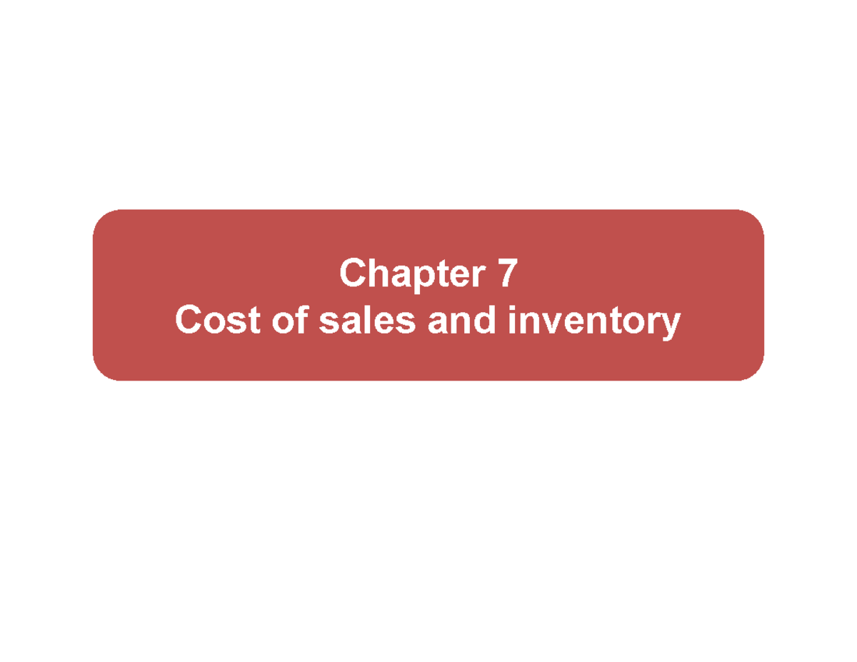 Chapter 7: Cost of sales and inventory (IAS 2) notes and examples - Studocu