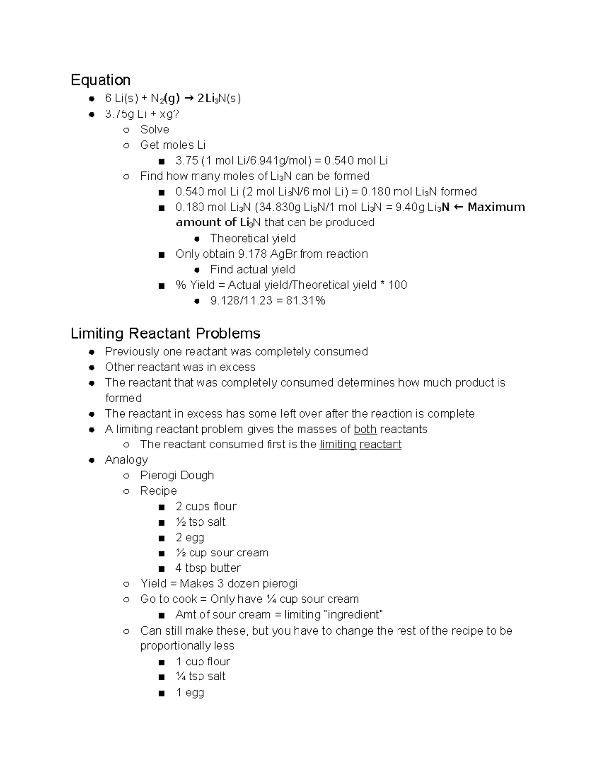 Chemistry Limiting Reactant Problems & Theoretical Yield Calculations ...