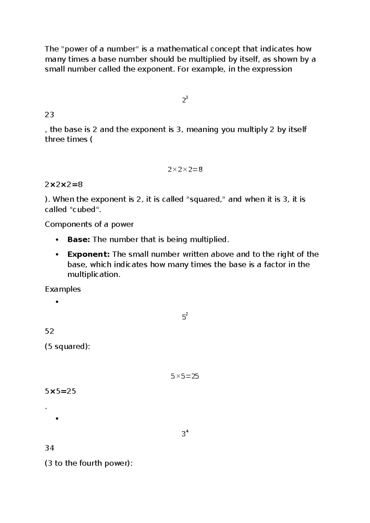 Math Concepts: Understanding Exponents and Powers (MATH 101) - Studocu