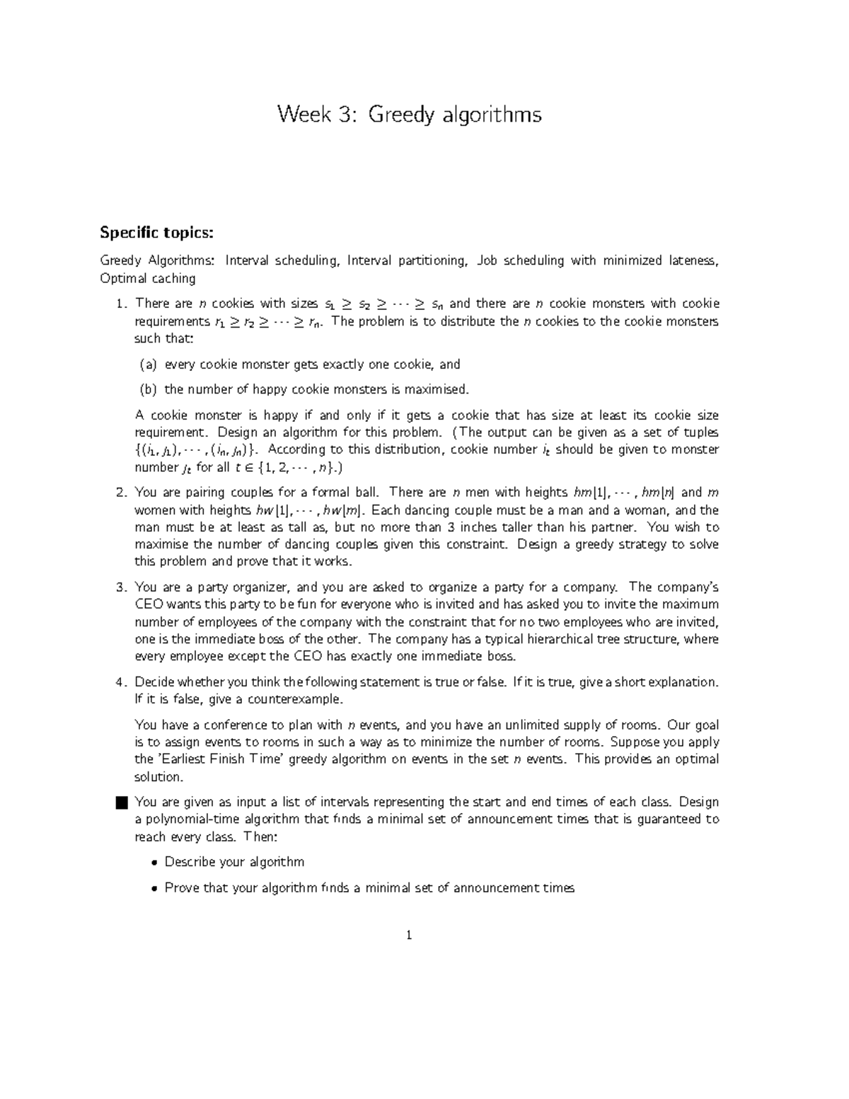 ADA 3 - Tutorial on Greedy Algorithms and Problem Solving - Studocu