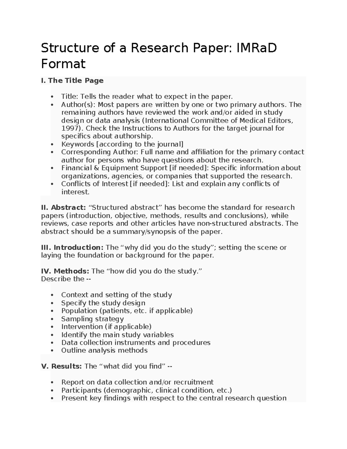 Structure of a Research Paper: IMRaD Format Overview - Studocu