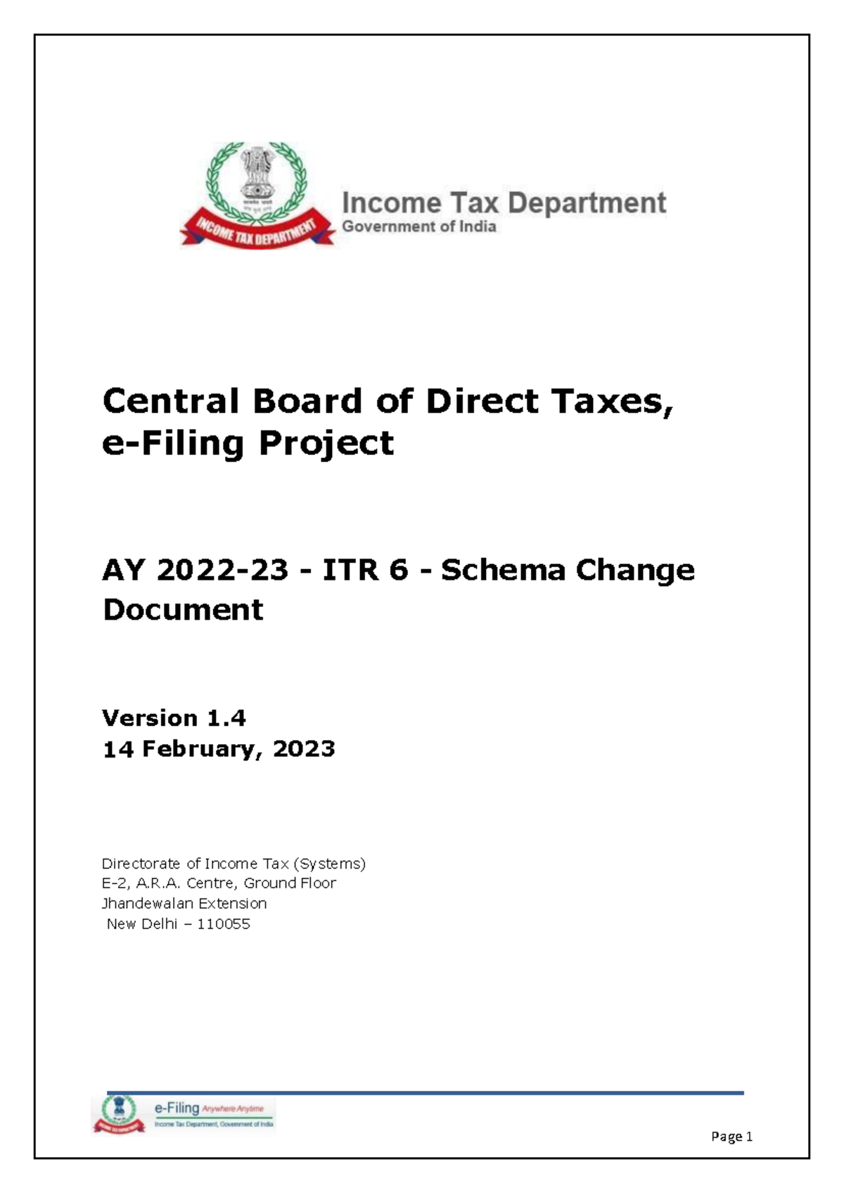 ITR 6 Schema change document AY2022-23 V1 - Central Board of Direct ...