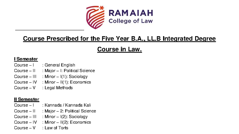 BA-LLB Integrated Degree Course Syllabus Overview - Studocu