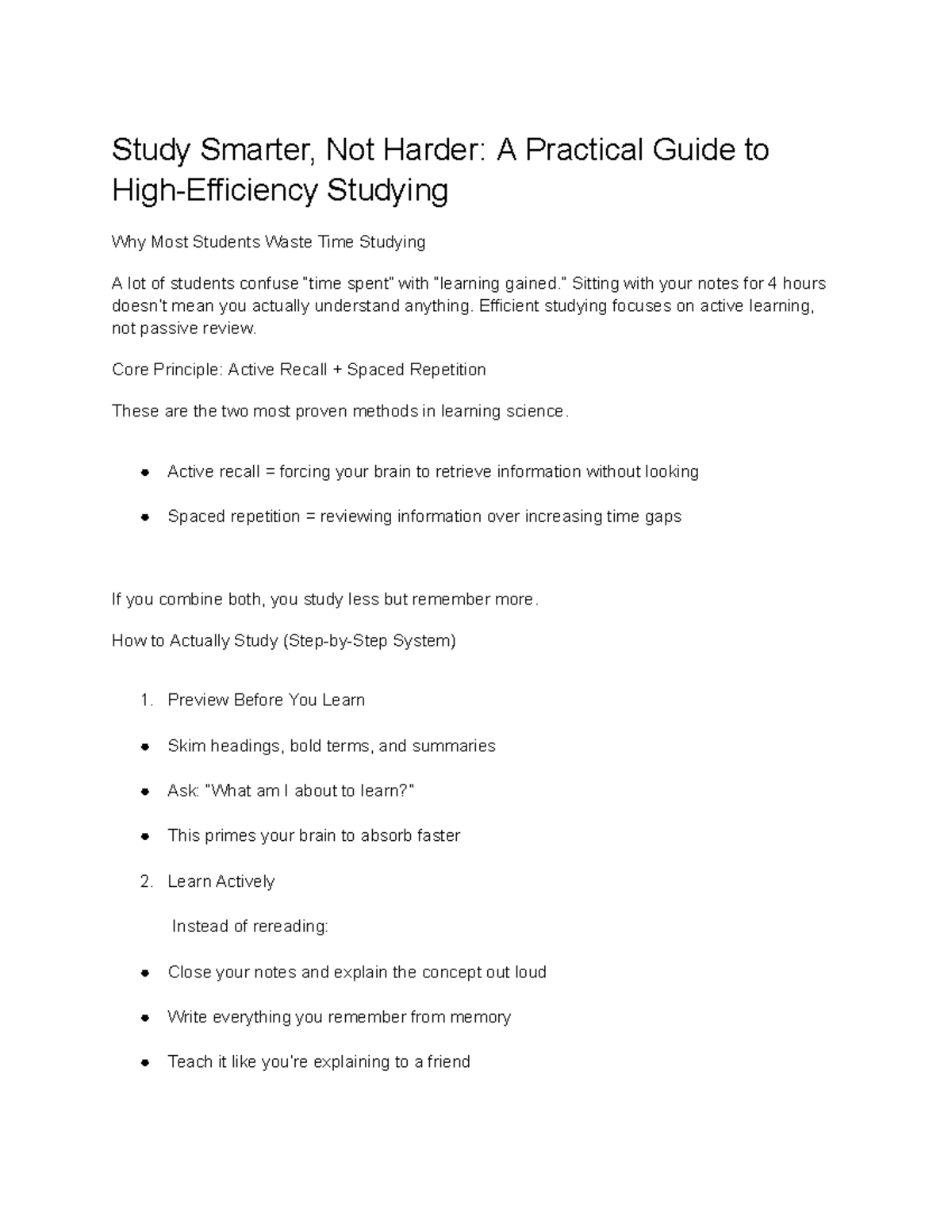 How to Study Efficiently: Active Recall & Spaced Repetition Guide - Studocu