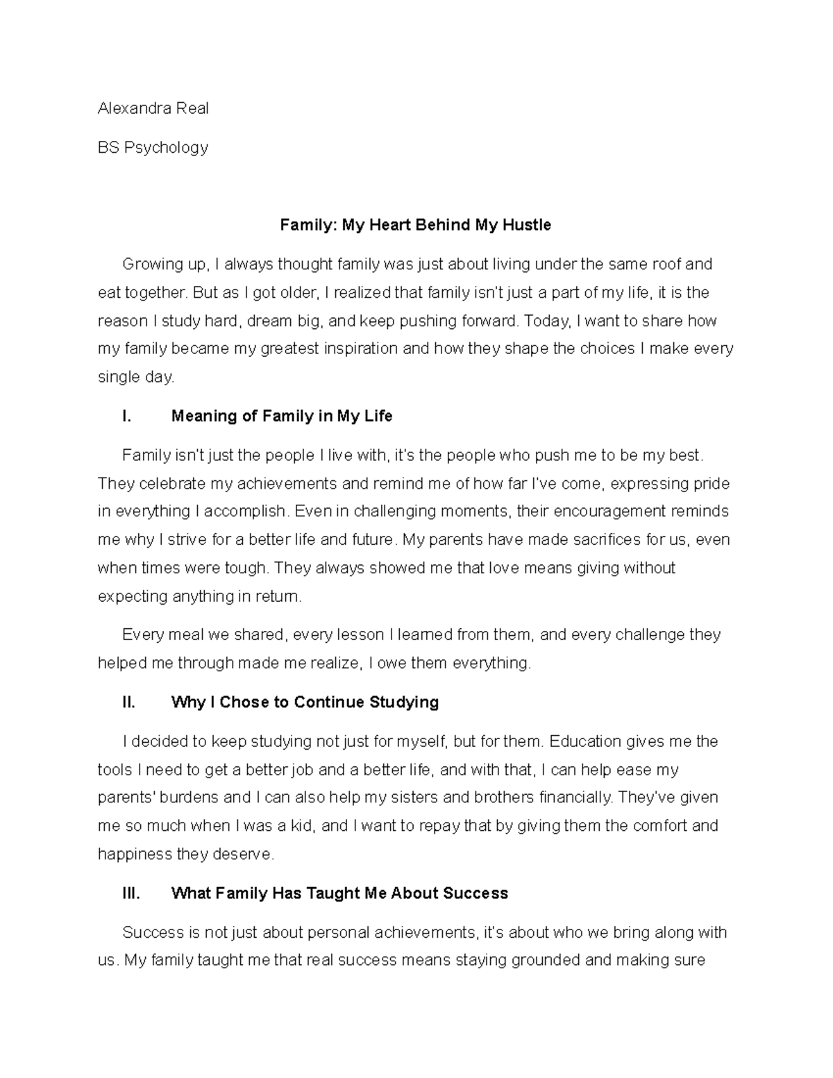 My Family Essay - Alexandra Real BS Psychology Family: My Heart Behind ...