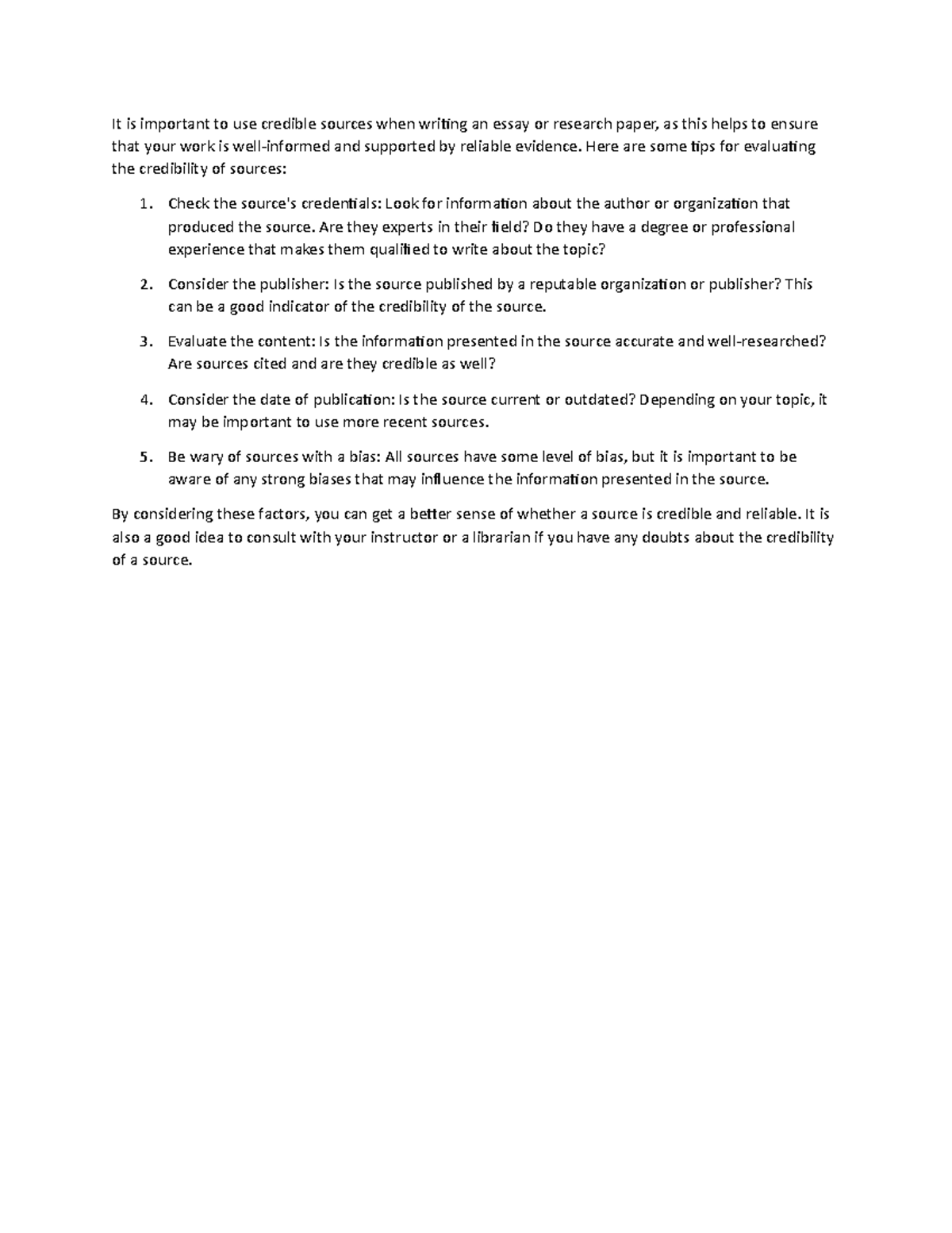 Univ 3 - Evaluating Source Credibility for Research Papers - Studocu