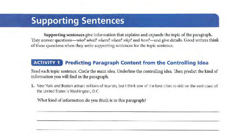 Pre IELTS Writing W6: Understanding Supporting Sentences - Studocu