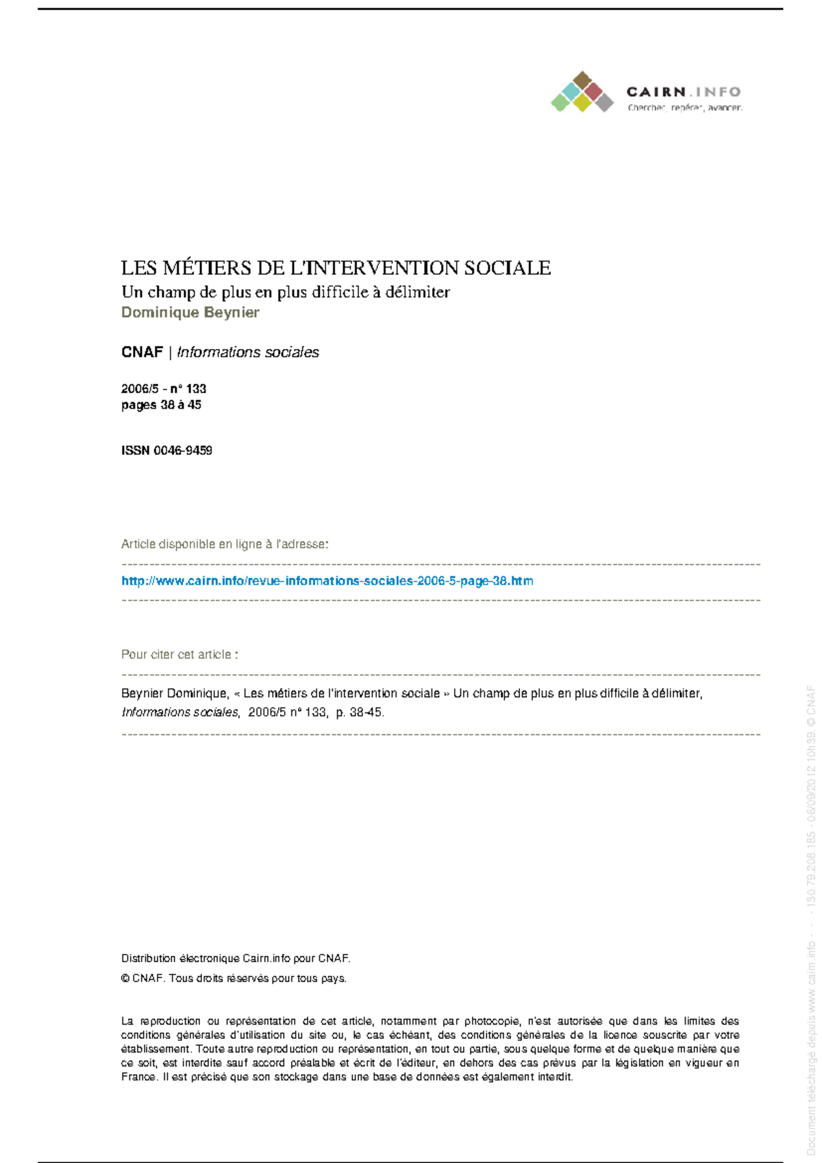 CNAF - Les Métiers de l'Intervention Sociale : Évolution et Défis - Studocu