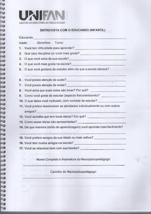 Ficha de Correção e Interpretação do TAC para Crianças 116 EB - Studocu