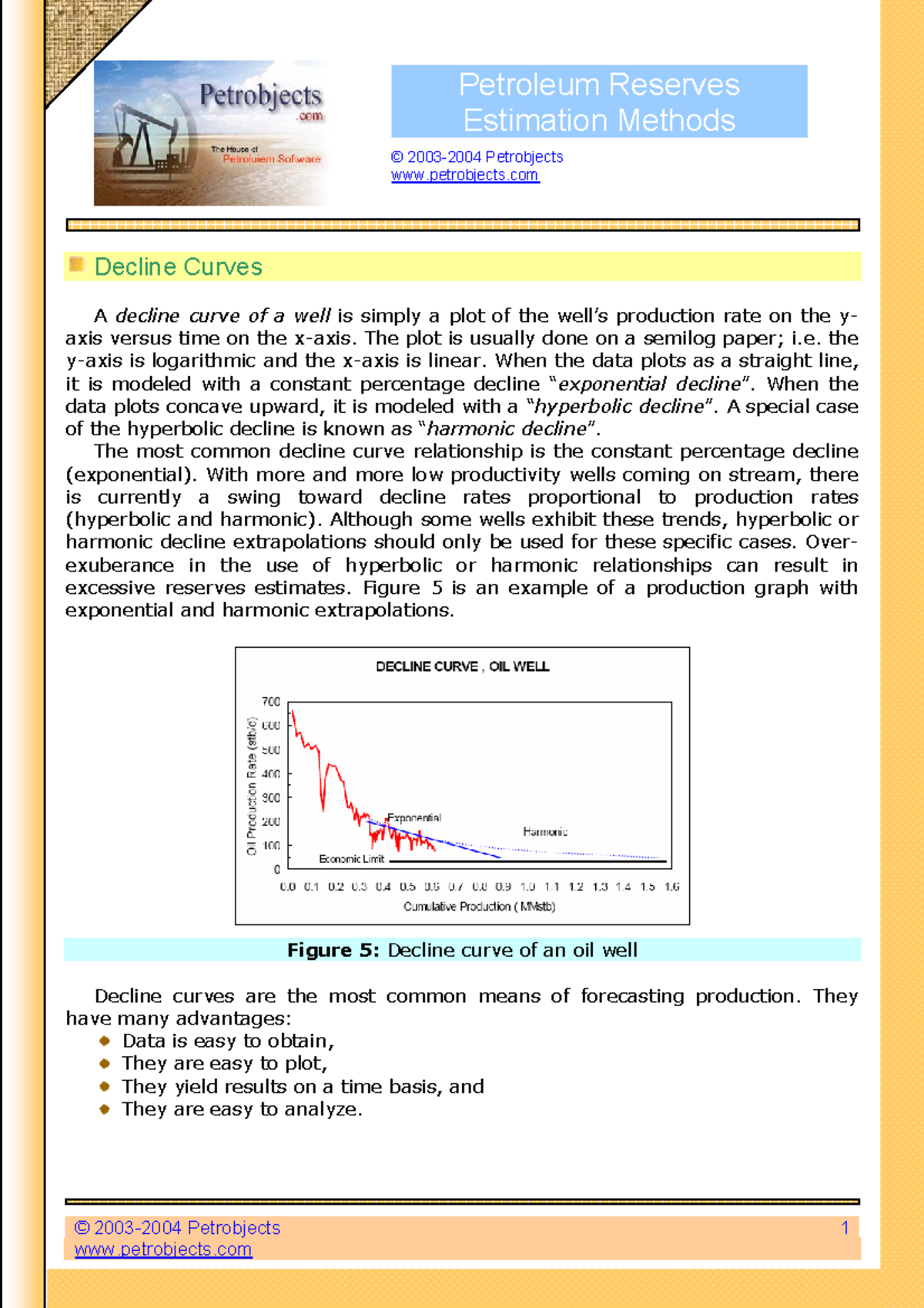 Reserve Estimation Methods using Decline Curve - © 2003-2004 ...