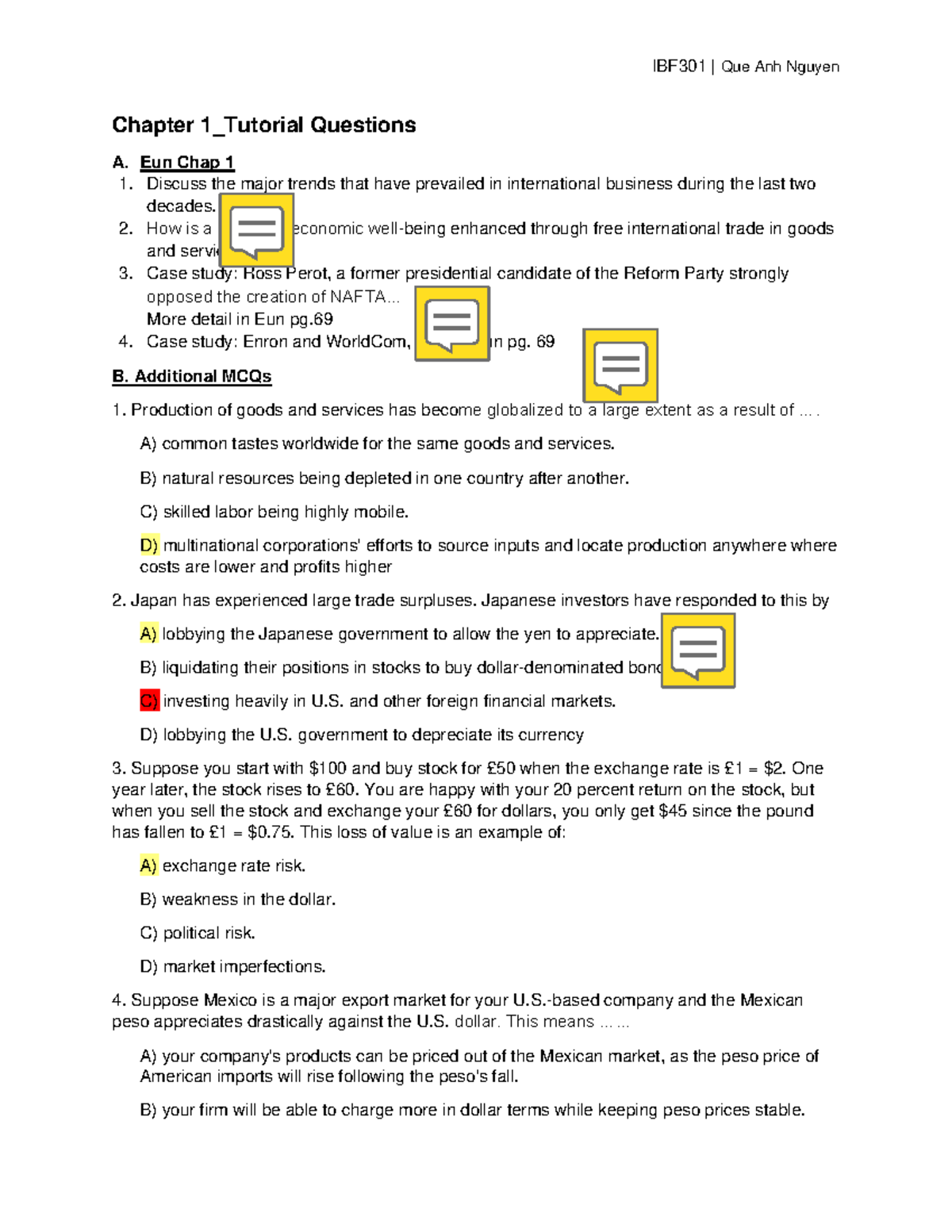 Chap01 Tutorial Questions - IBF301 | Que Anh Nguyen Chapter 1_Tutorial ...