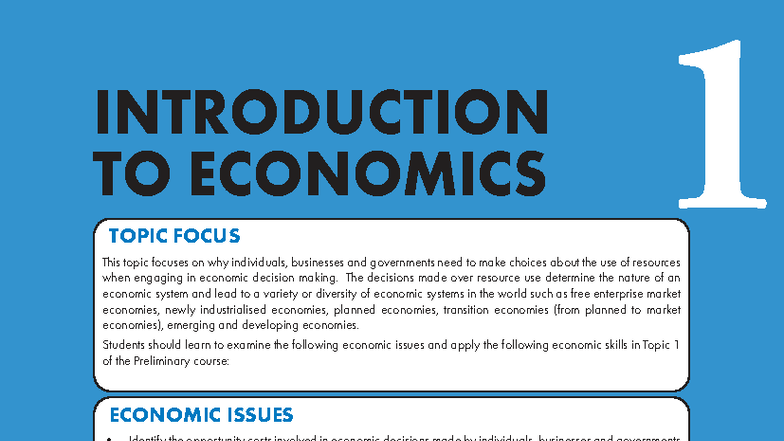 Year 11 Economics 2023: Chapter 1 - The Economic Problem and Resource ...
