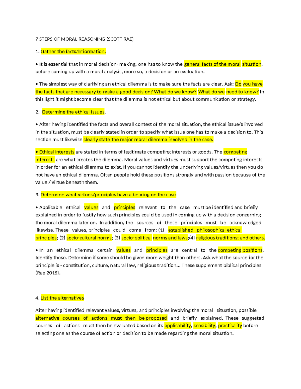 7 Steps of Moral Reasoning for Ethical Decisions: A Guide - Studocu