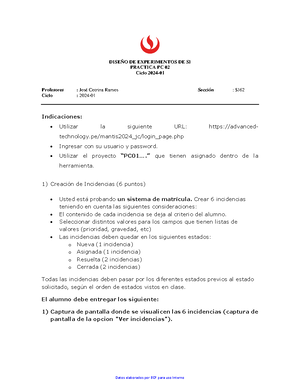 Diseño de Experimentos en SI - SI651 - UPC - Studocu