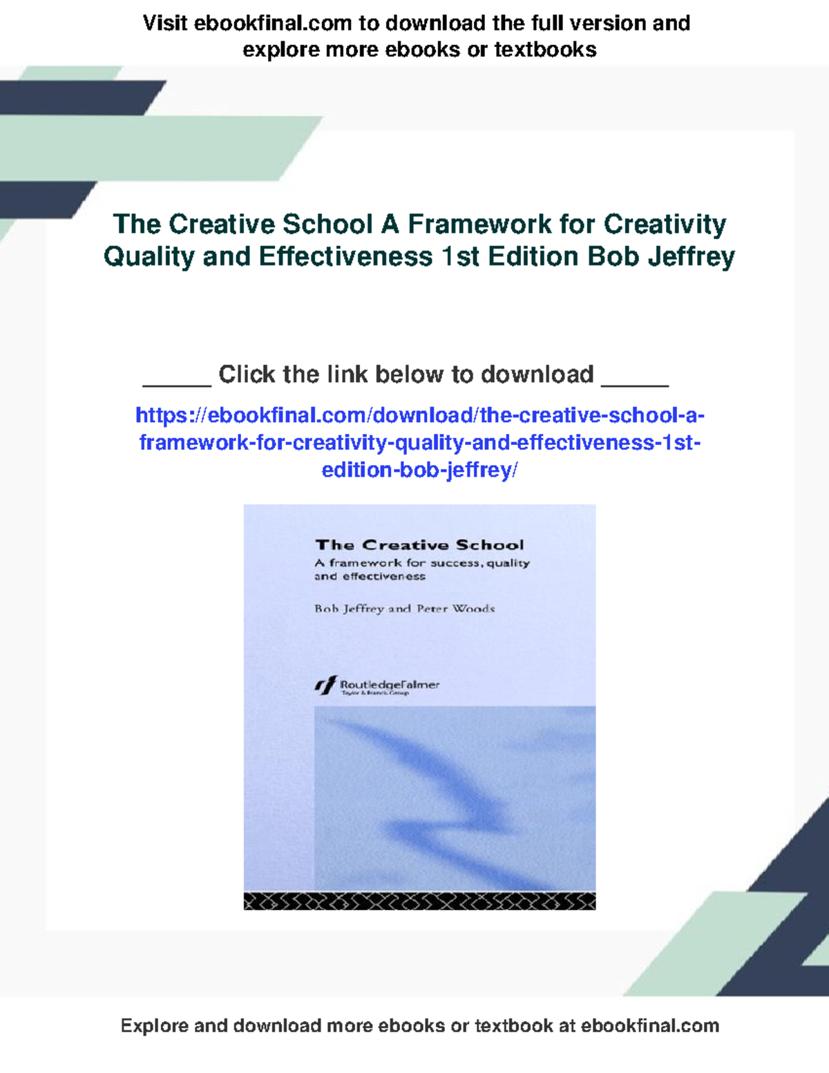 The Creative School: A Framework for Creativity & Effectiveness (1st Ed ...