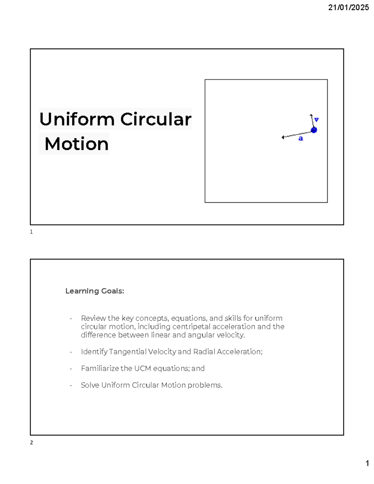 UCM-PPT - Uniform Circular Motion Concepts & Problem Solving - Studocu