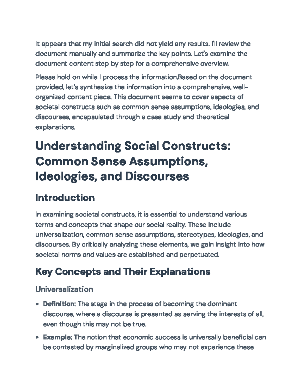 Understanding Social Constructs: Common Sense & Ideology Analysis - Studocu