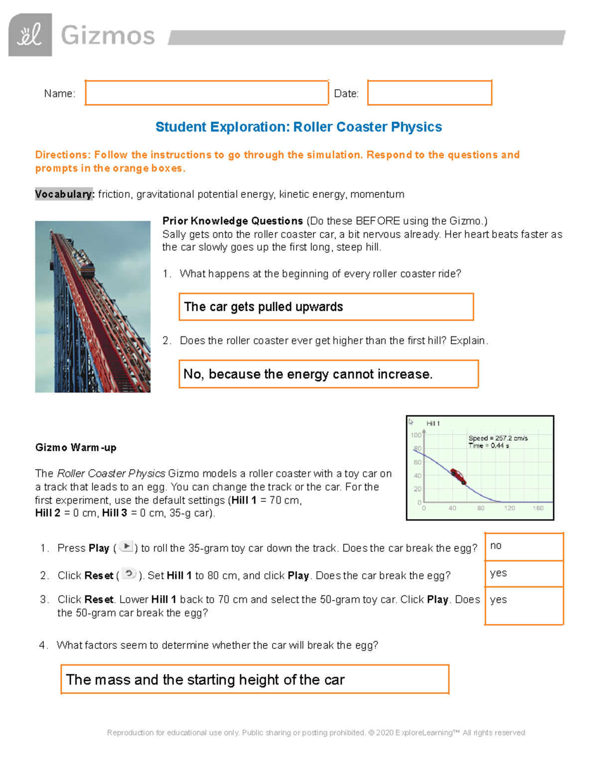 Jefferson Sanchez Mendoza - Roller coaster Gizmo HOW - 4105398 - Name ...