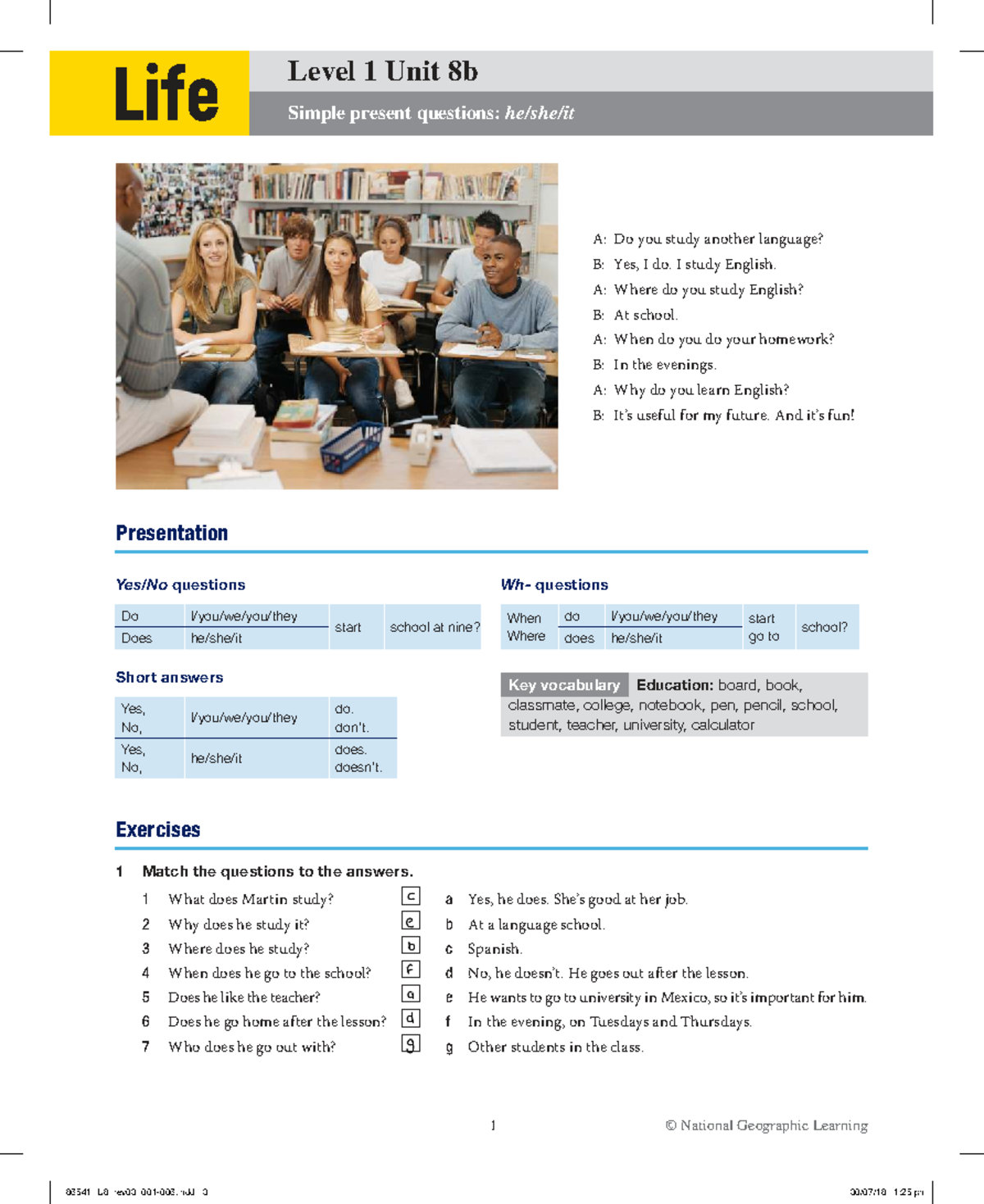 Unit 8b Simple Present Questions: Understanding & Exercises (ENG 250406) - Studocu