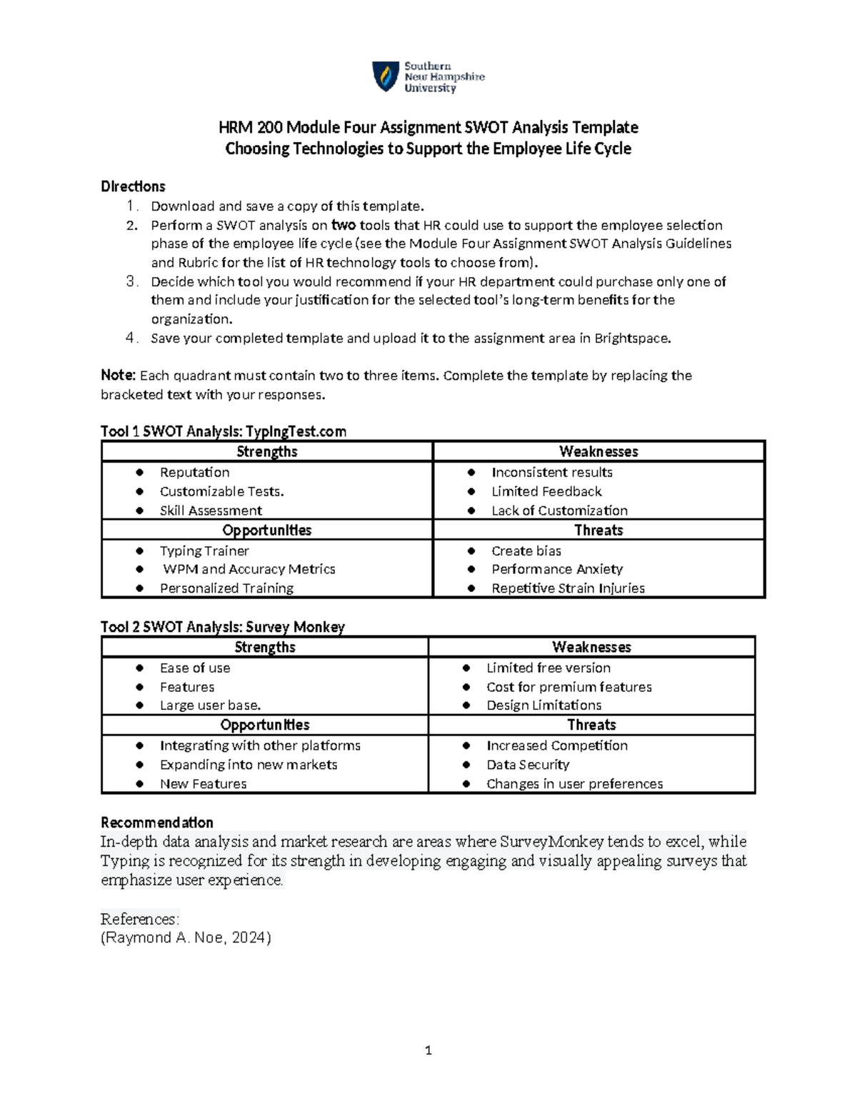 HRM 200 Module Four SWOT Analysis: Tech for Employee Life Cycle - Studocu
