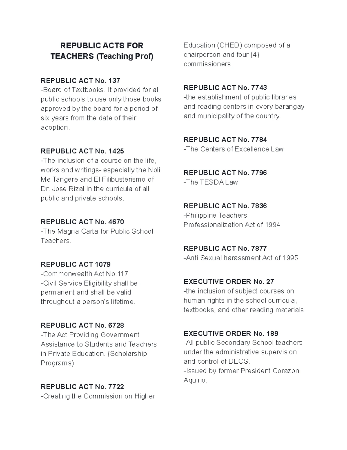 LET-HOT-Bullets - LET Reviewer - For quality professional development ...