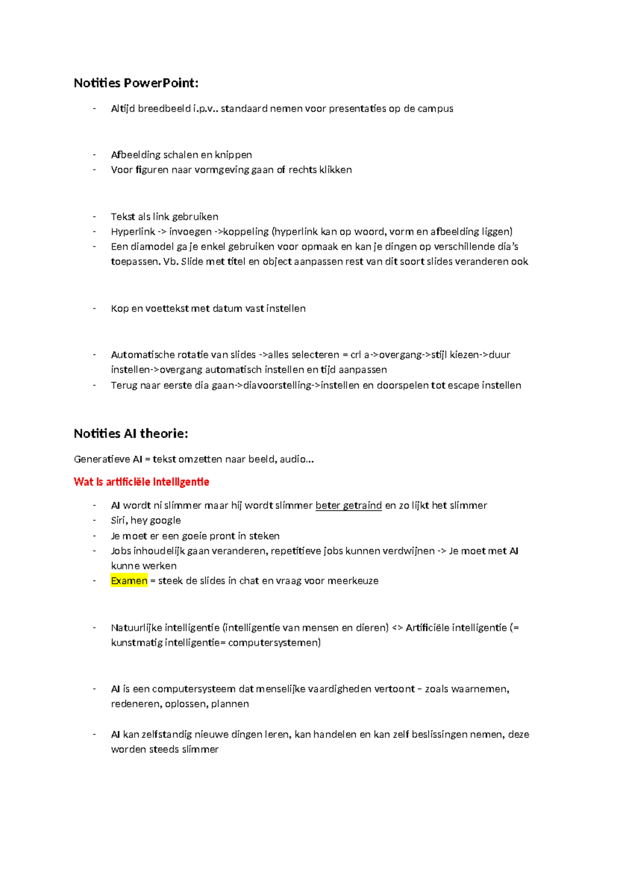 Notities Digital Skills: AI en Presentatietechnieken voor Campus - Studocu