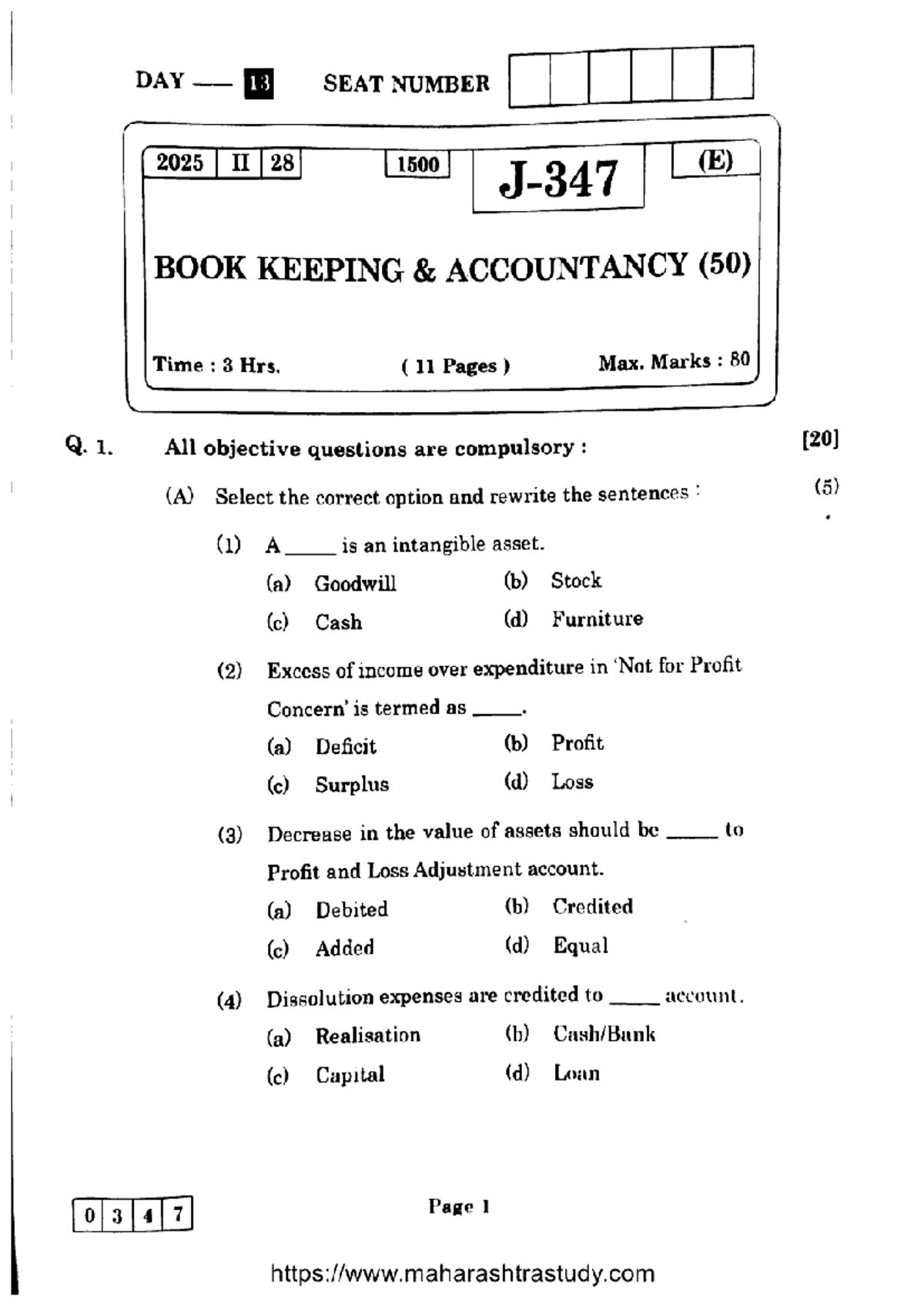 Class 12 Book Keeping & Accountancy (50) Exam Paper - 2025 - Studocu