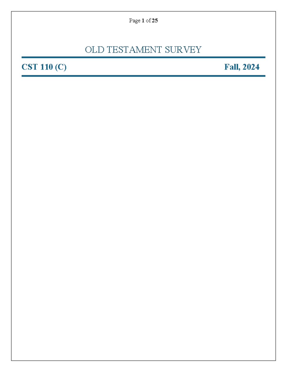 Old Testament Survey CST 110 (C) Fall 2024 - Course Guidelines & Goals ...
