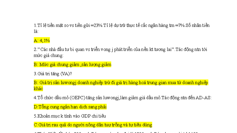 Tài liệu ôn tập Kinh tế vĩ mô - Môn Kinh tế 101 - Studocu