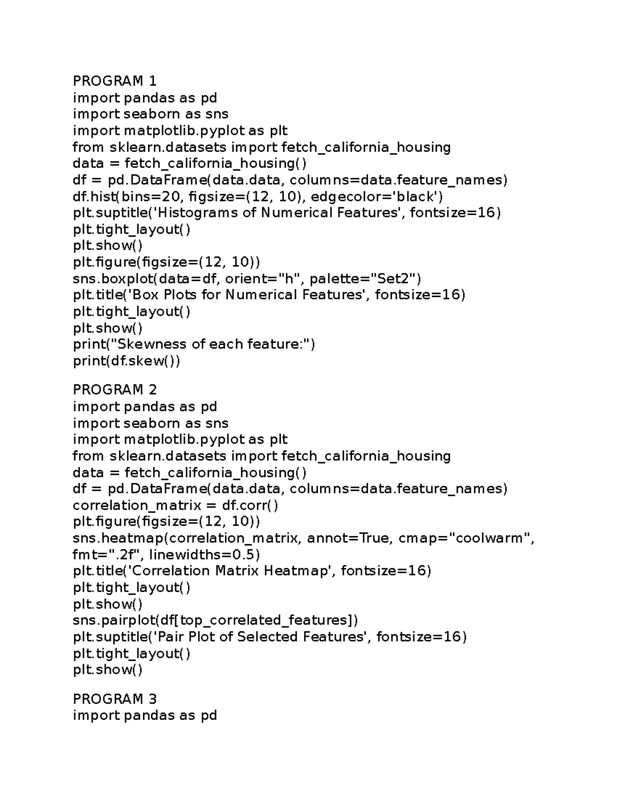 Data Analysis Programs - DBMS (Program 1 to 10) - Studocu