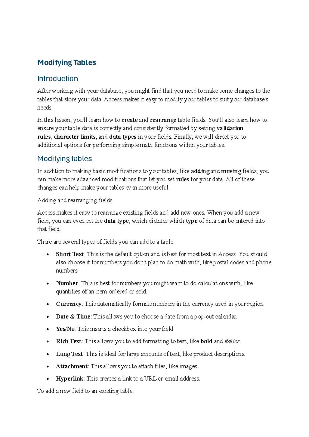 2.0 Modifying Tables - Level 5 Notes on Database Management - Studocu