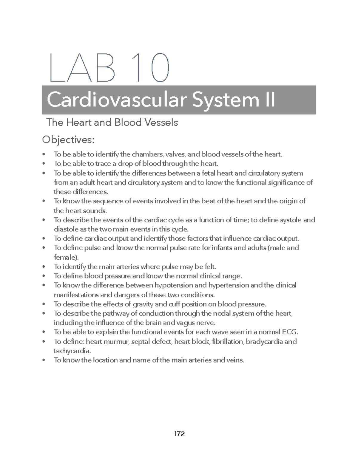 Lab Manual Lab 10 - Cardiovascular System - LAB 10 Cardiovascular ...