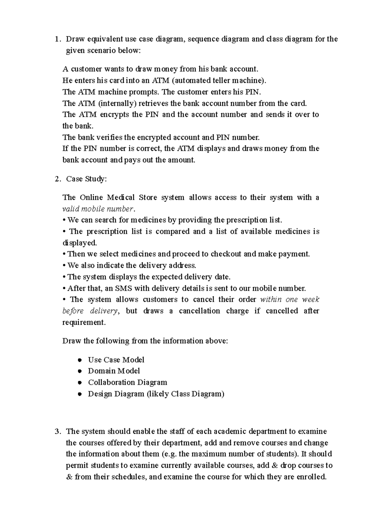 Assignment - Practice Material: Use Case, Sequence & Class Diagrams ...