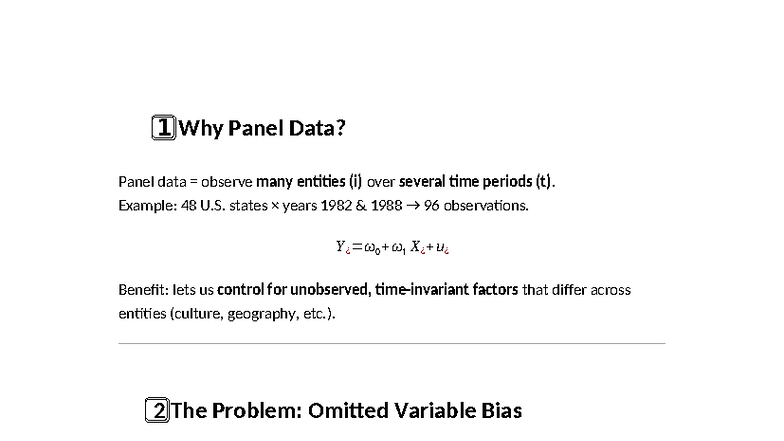 Econometrics Panel Data: Understanding Fixed Effects & Omitted ...