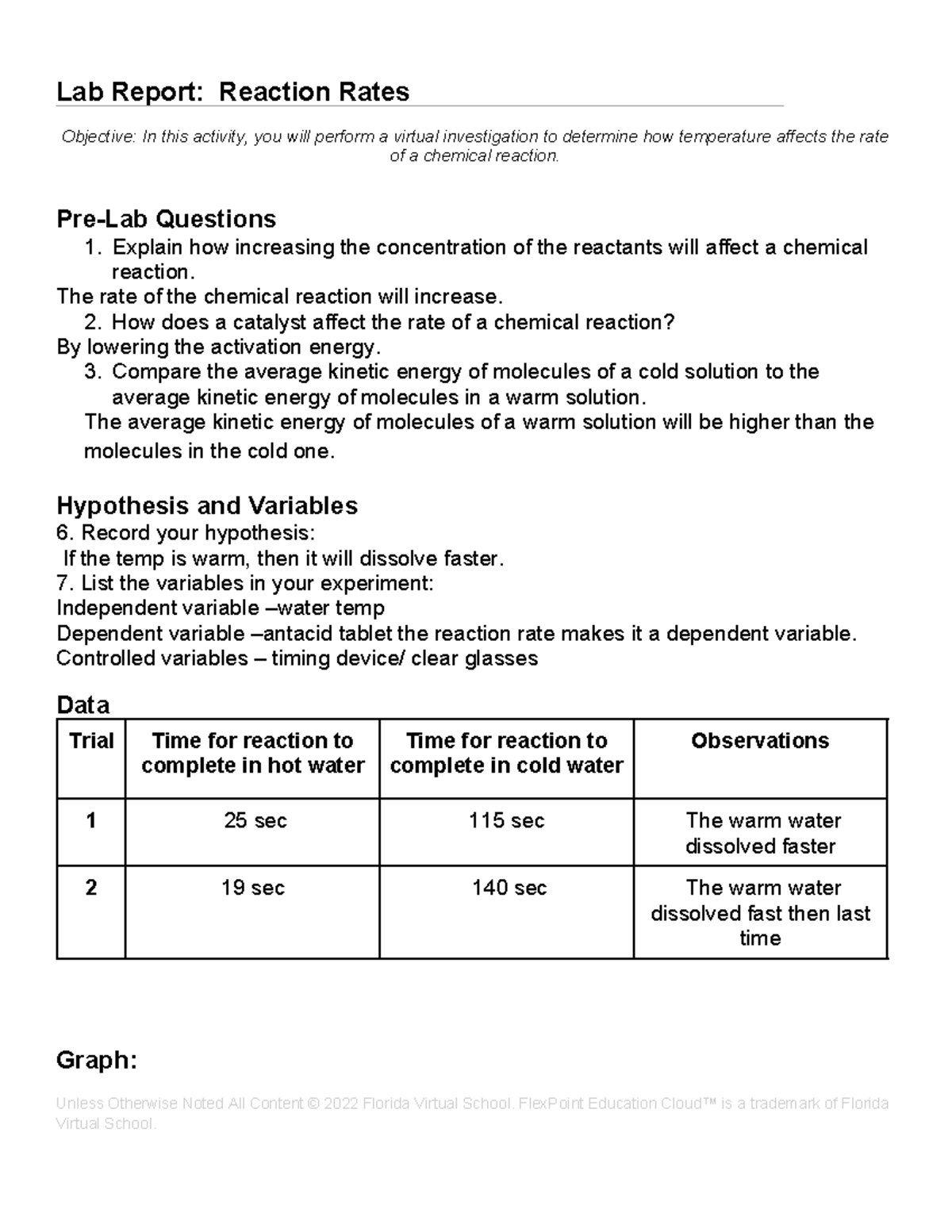Reaction Rates Lab Report - Physical Science (PS101) - Studocu