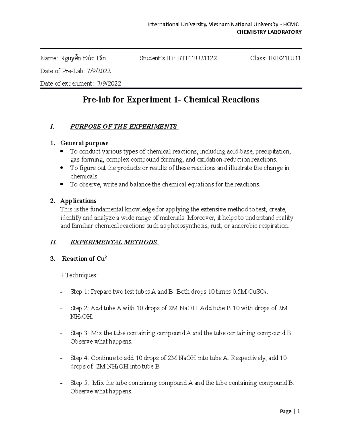 Prelab - I used to get a full score with this pre-lab - CHEMISTRY ...