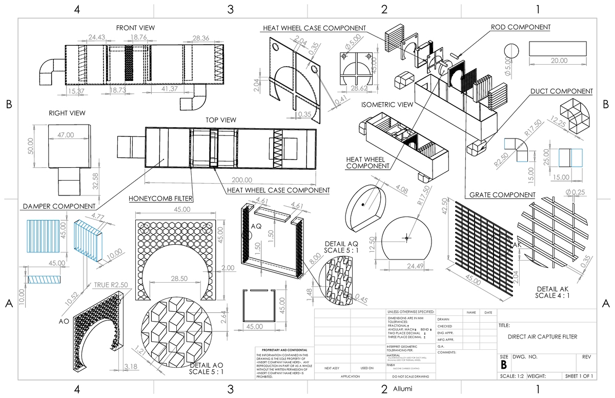 ENG Drawing: Direct Air Capture Filtration Component Design - Studocu