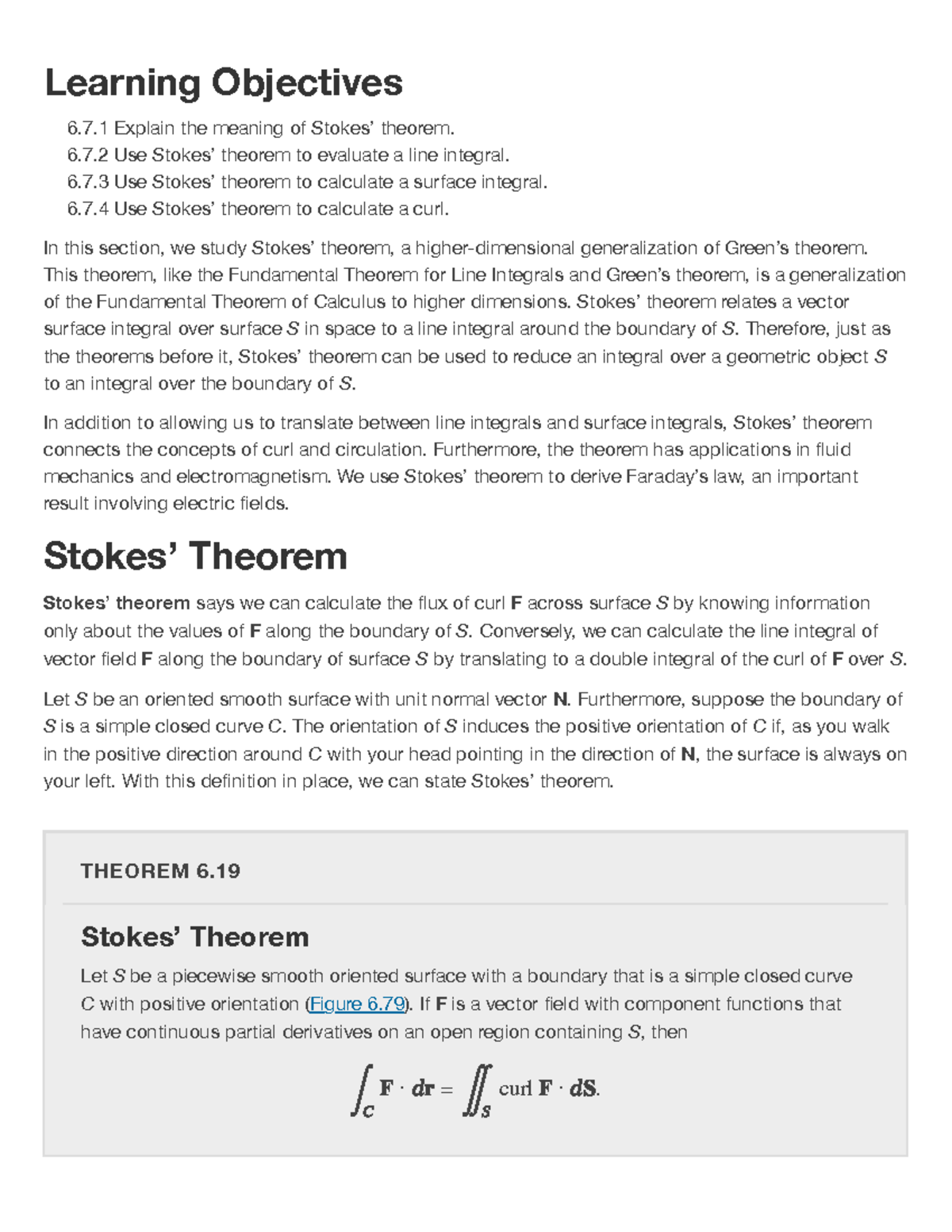 Calculus Volume 3: Stokes' Theorem Applications & Examples (6.7) - Studocu