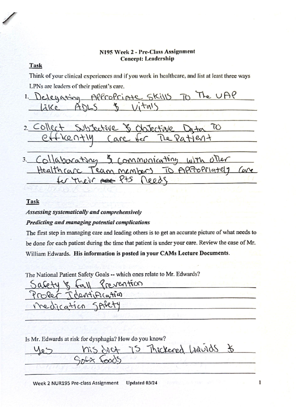 195 week 2 - 195 - N195 Week 2 Assignment Concept: Leadership Task ...