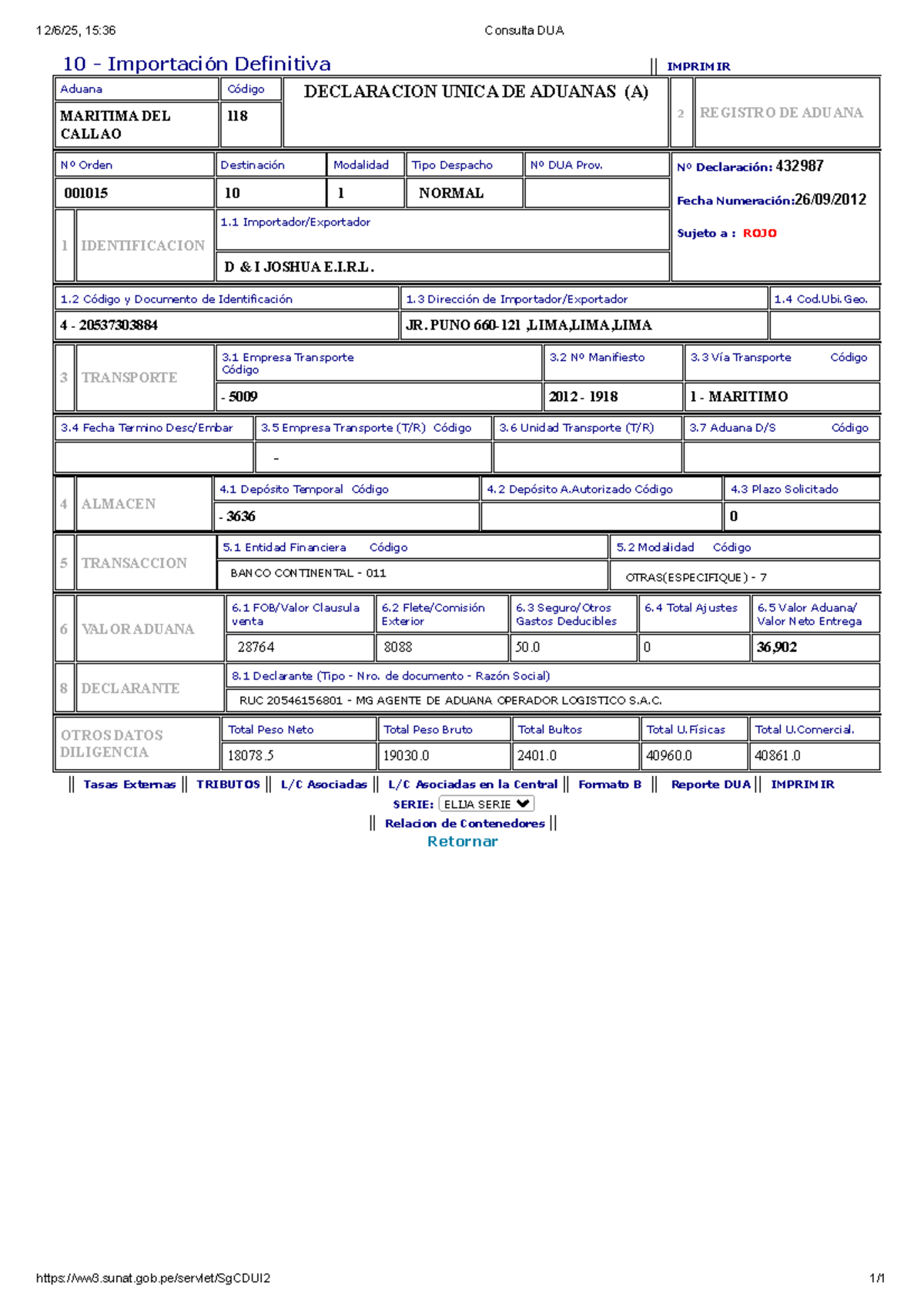 Consulta DUA 10: Importación Definitiva y Registro Aduanero - Studocu