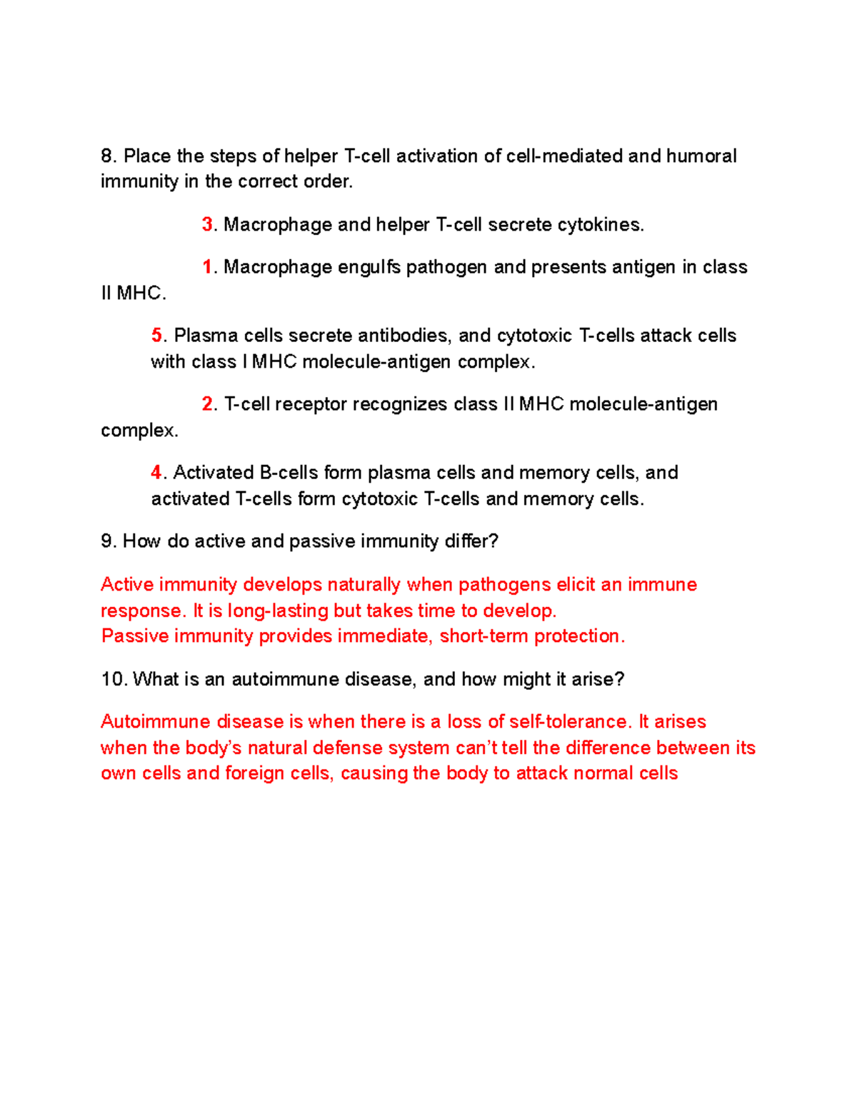 General Biology II Chapter 43 Immune System HW Part 3 Overview - Studocu
