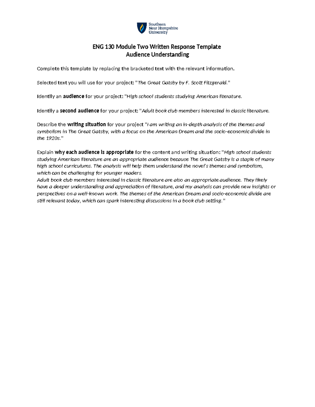 ENG 130 Module Two Written Response Template - ENG 130 Module Two ...