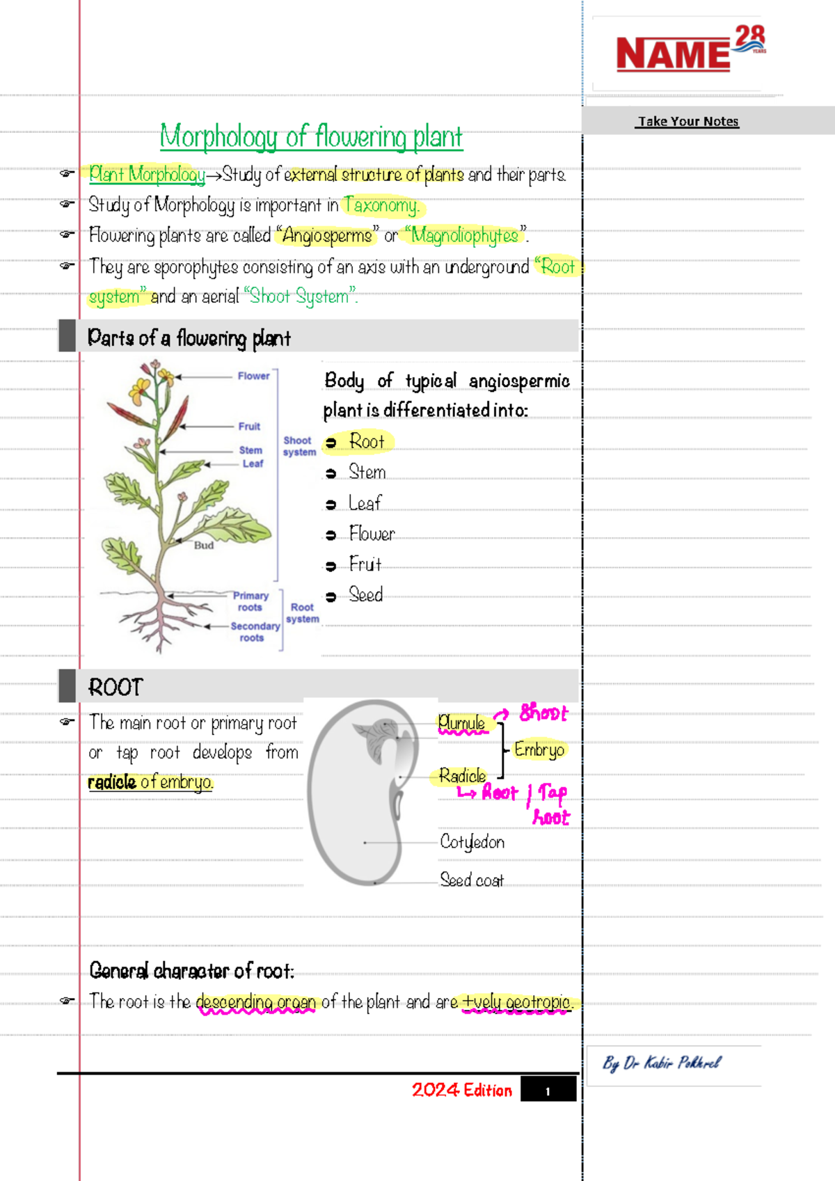 Morphology and taxonomy d01 - 2024 Edition 1 Take Your Notes Morphology ...