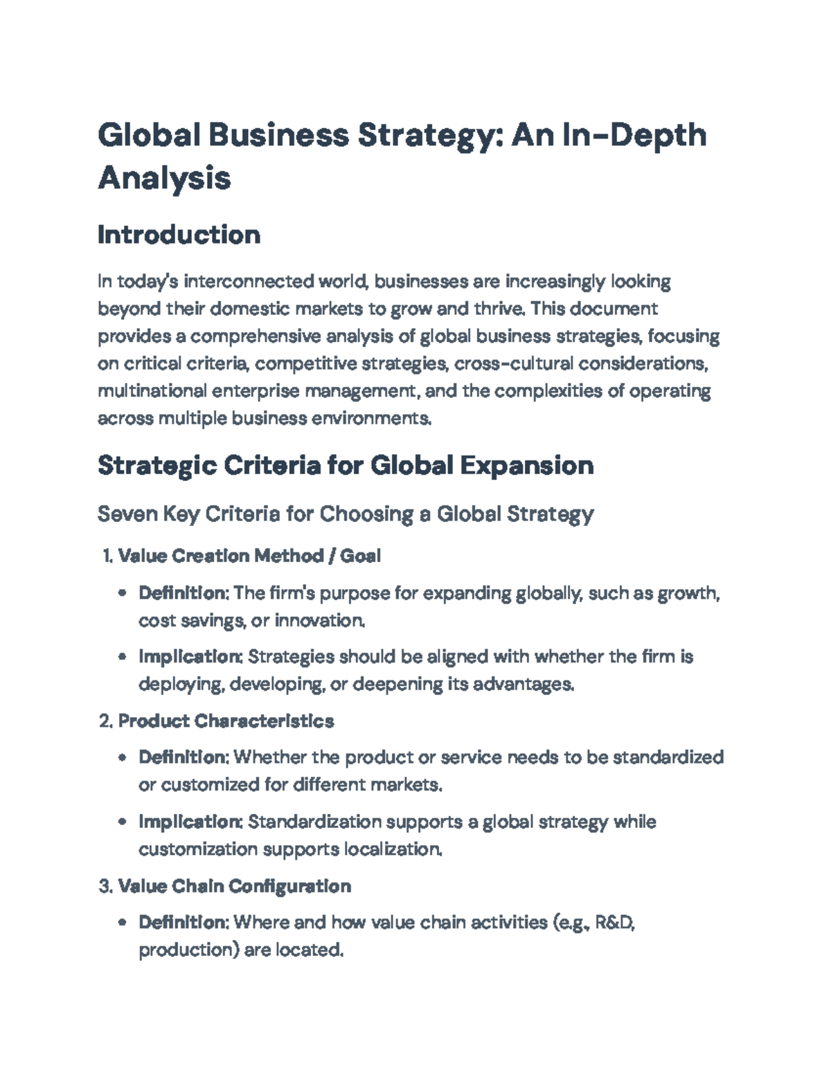 Global Business Strategy Analysis: Critical Criteria & Approaches ...
