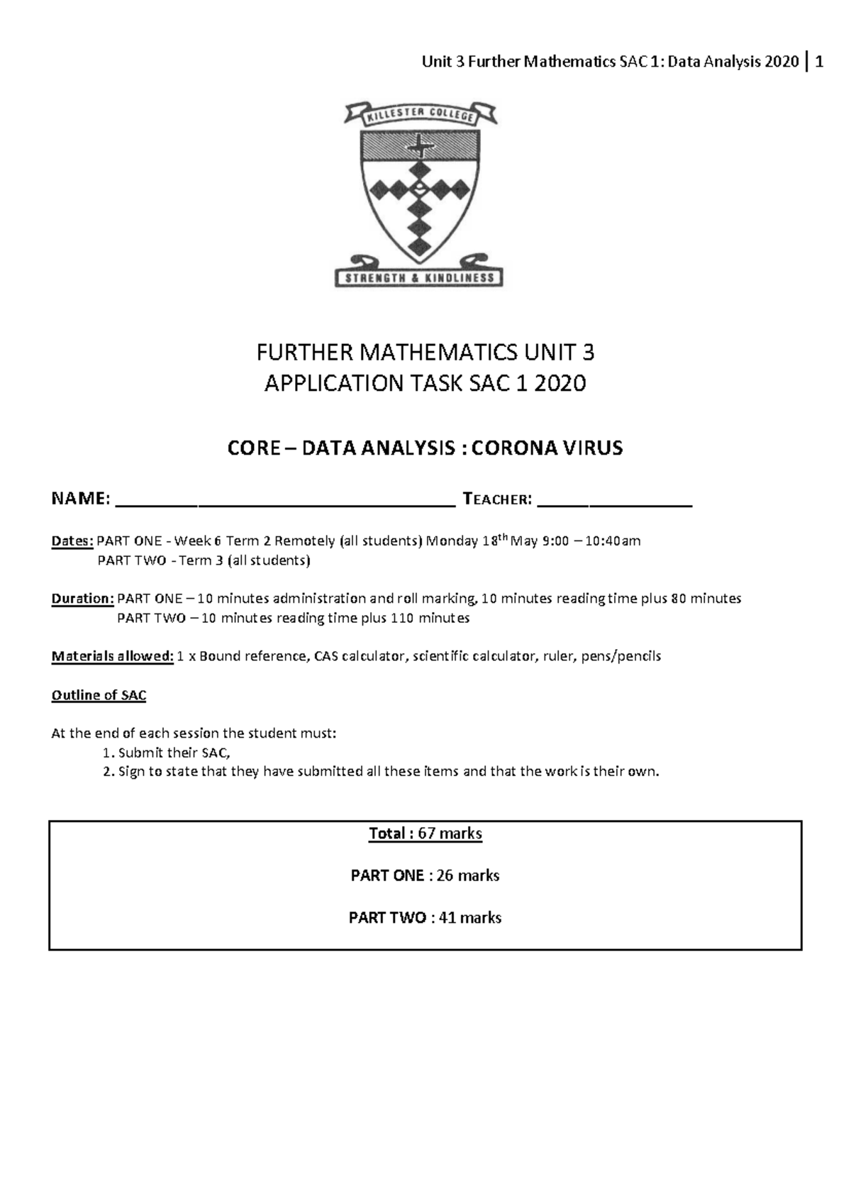 Y12 FM SAC 1: Data Analysis - COVID-19 Impact Study 2020 - Studocu