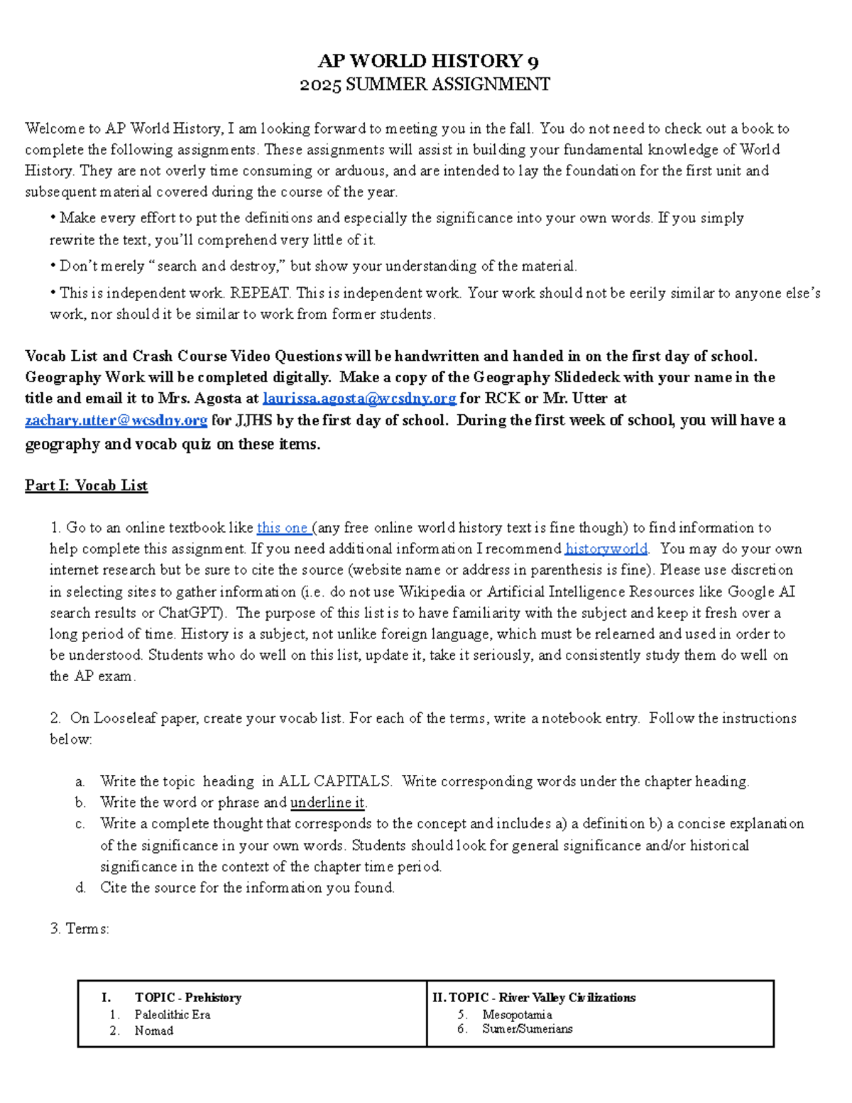 AP WORLD HISTORY 9: 2025 Summer Assignment & Vocab Prep - Studocu