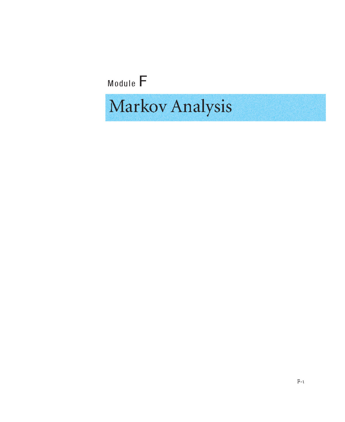 **Markov Analysis in Module F (Course Code: 2197470462079477096)** - Studocu